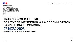 Transformer l'essai - Nouveaux Arrivants - LA PLACE